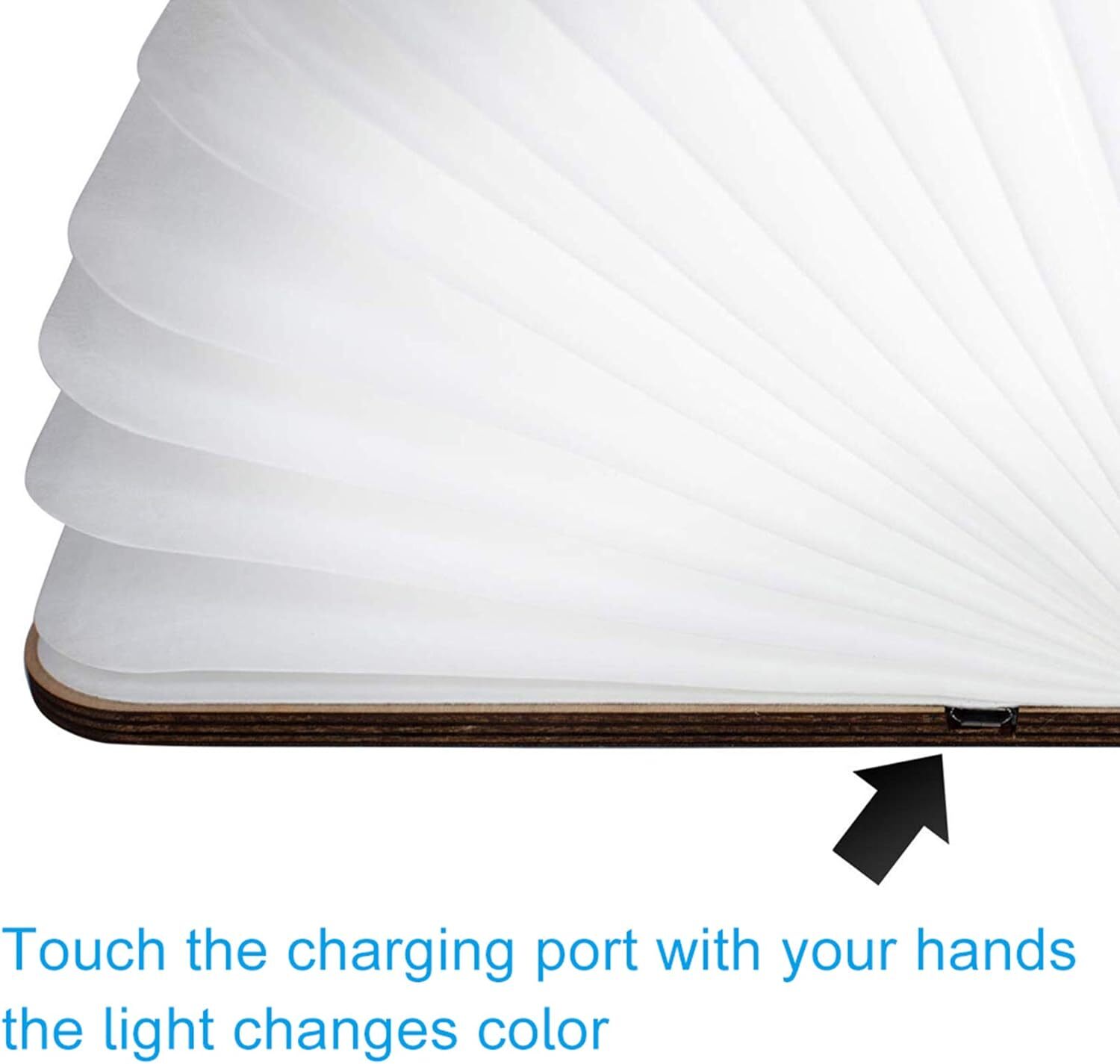 EasyULT Wooden Book Lamp, LED Folding Book Light Magnetic USB ...