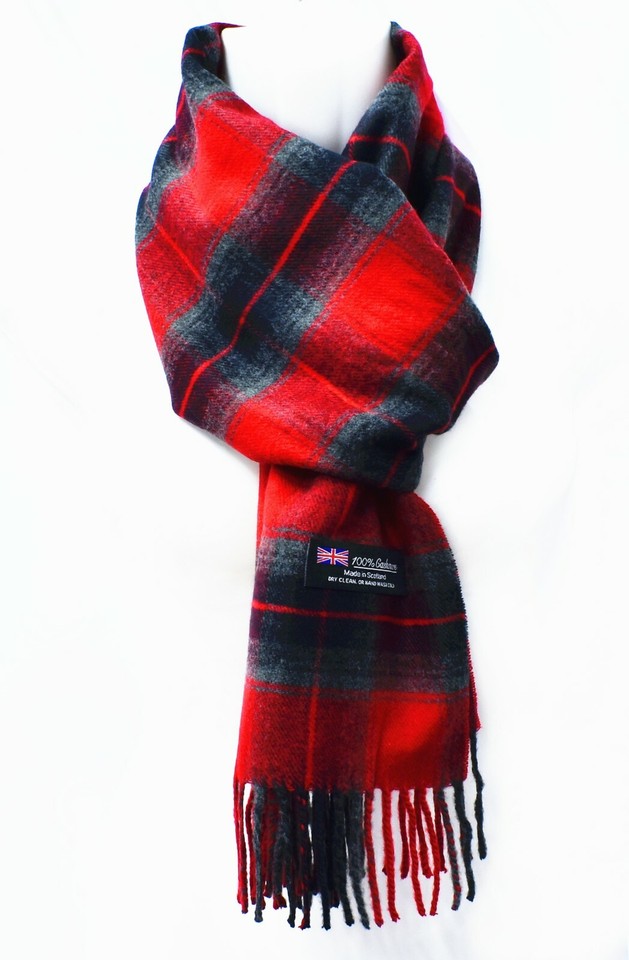 Mens Womens Wool Check Scarf Scotland Made Warm Plaid Wool 100% ...