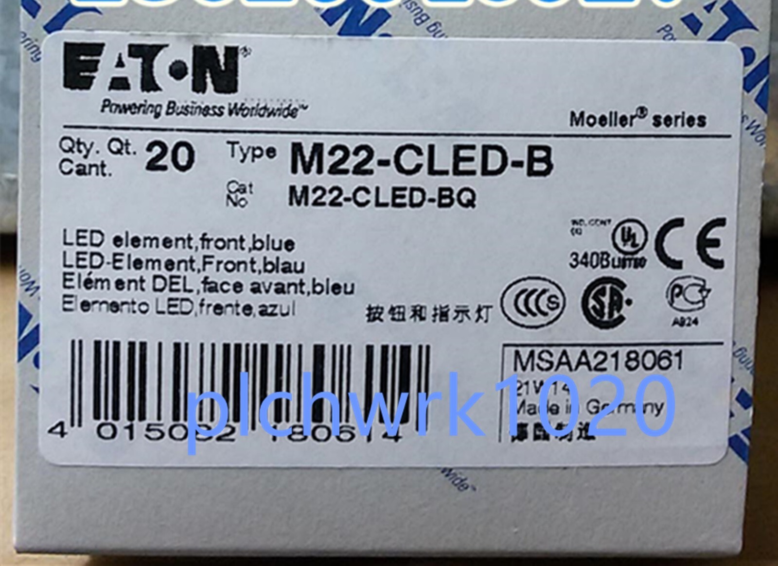 1 PCS NEW EATON M22-CLED-B LED elements have front coil-spring wiring ...