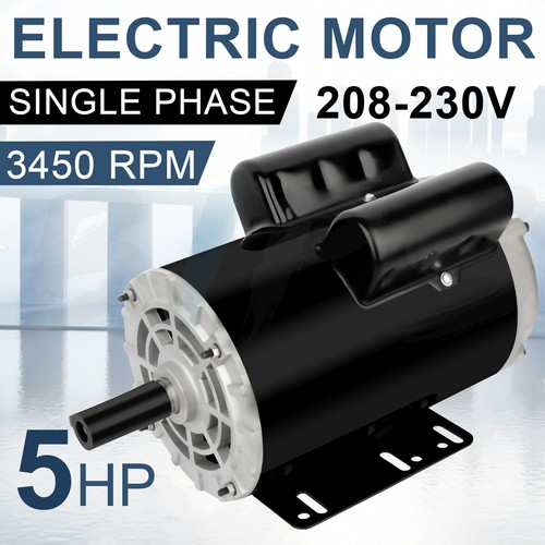 5 HP Air Compressor Electric Motor Single Phase 3450 RPM 56HZ Frame 7/8 ...