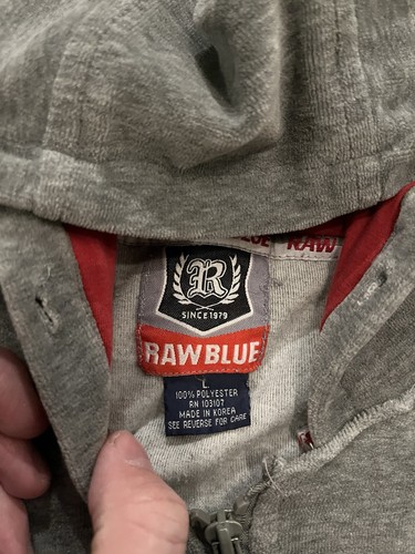 Vintage Raw Blue Y2K Fuzzy Velour Track Jacket Mens Size Large ...