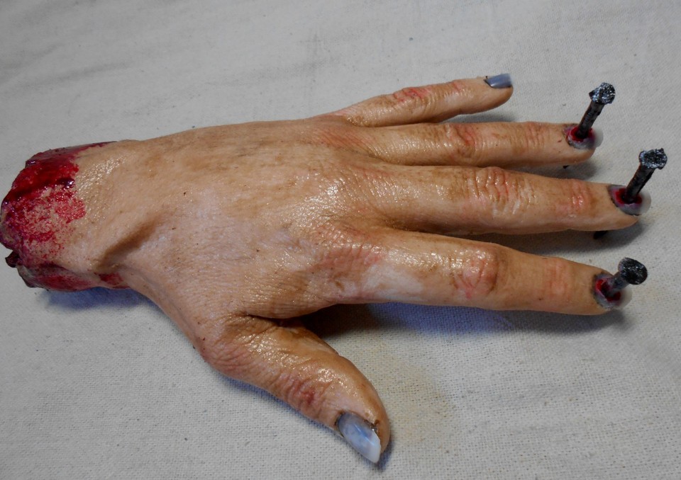 horror props Nailed Hand Halloween movie fx dead body parts freak show ...