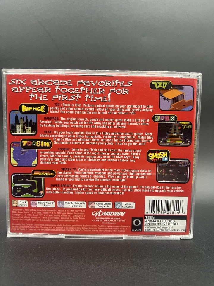 Arcade Party Pak Game PlayStation PS1 RAMPAGE, 720 - CIB TESTED ...
