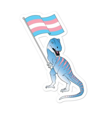 Trans Dinosaur Sticker 4x4 Transgender Flag LGBT Gay Lesbian Bisexual ...