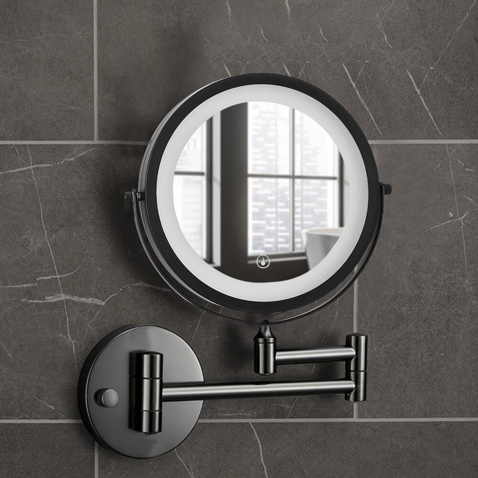 Wall Mounted Bathroom Makeup Shaving Mirror Extendable Magnifying Round ...