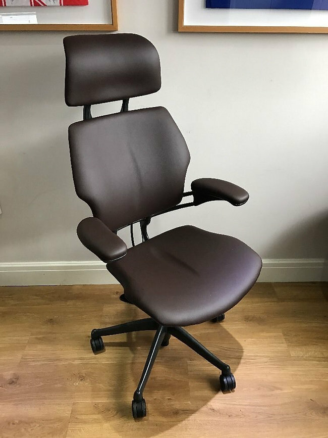 CHOCOLATE LEATHER HUMANSCALE FREEDOM ERGONOMIC OFFICE TASK CHAIR ...