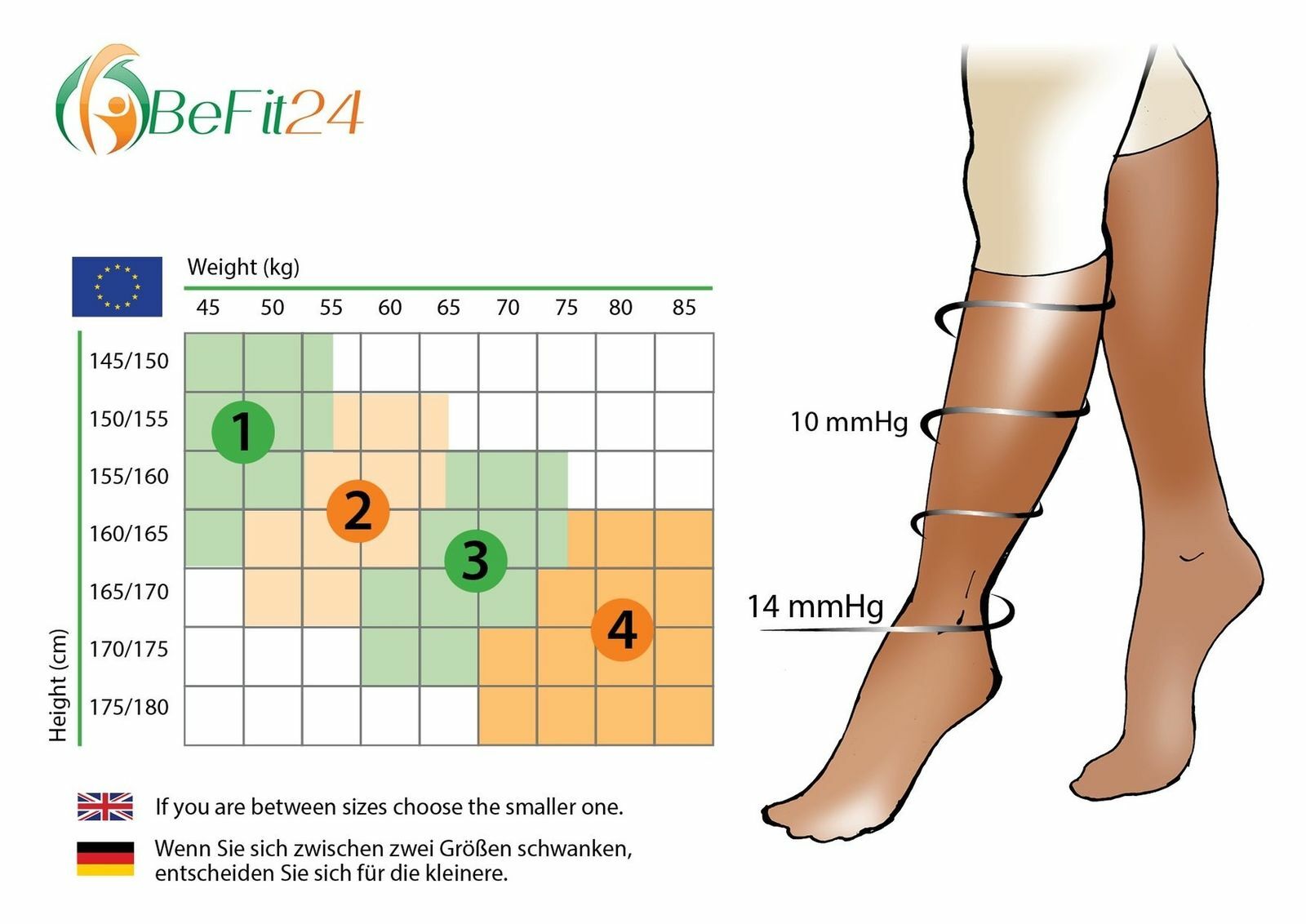 BeFit24 Elegant Knee High Graduated Mild Compression Support Socks for ...