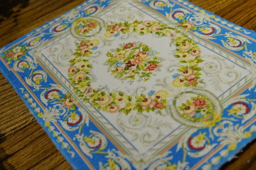 Beautiful Victorian Nice Floral Bouquet 1:12 Dollhouse Rug Blue | eBay