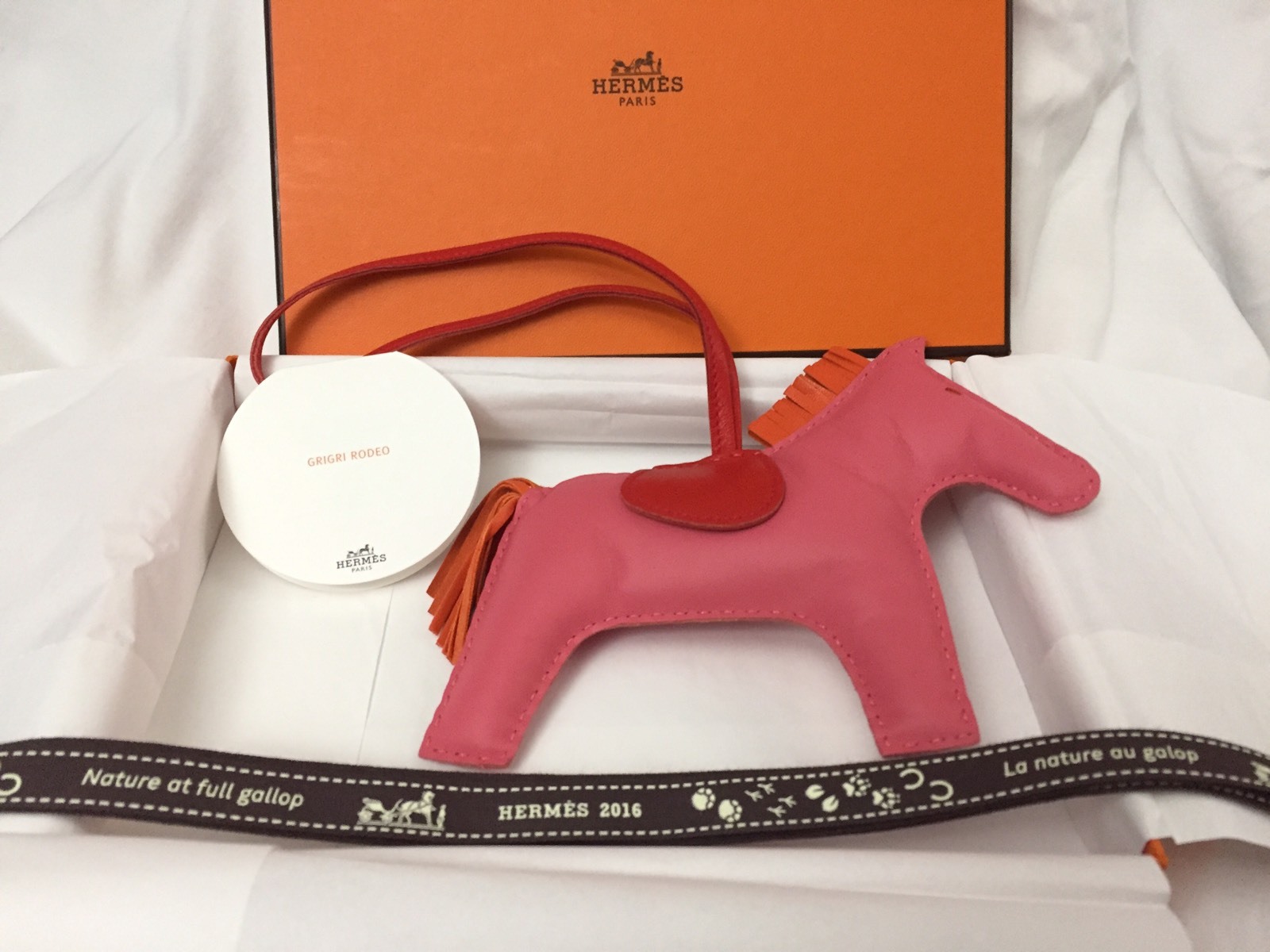 Hermes Large Rodeo Horse Pony GM Pink Red Rose Azalee Azalea Orange Bag ...