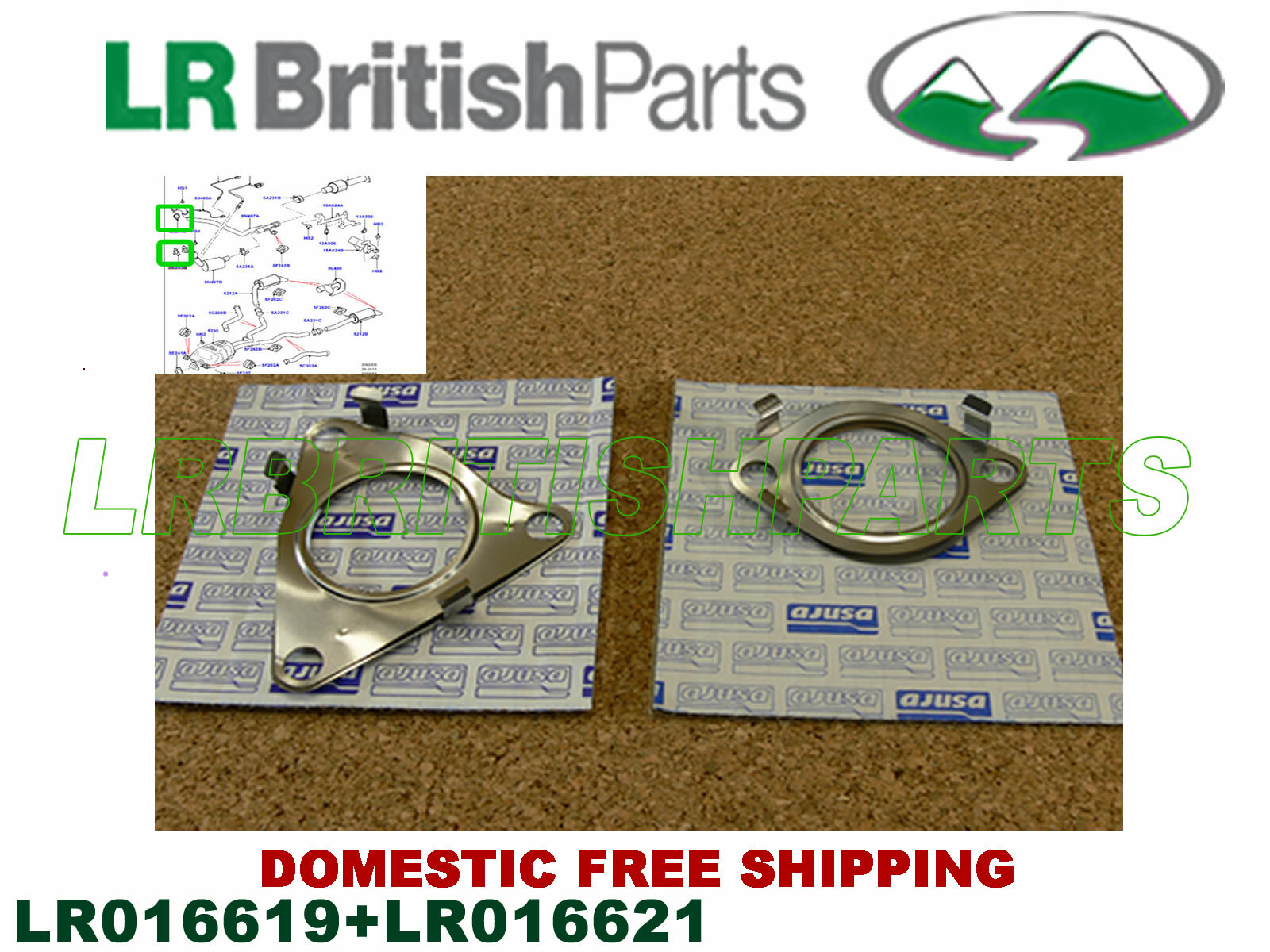 EXHAUST PIPE GASKET SET 3.0L RANGE ROVER SPORT DISCOVERY LR016619 ...