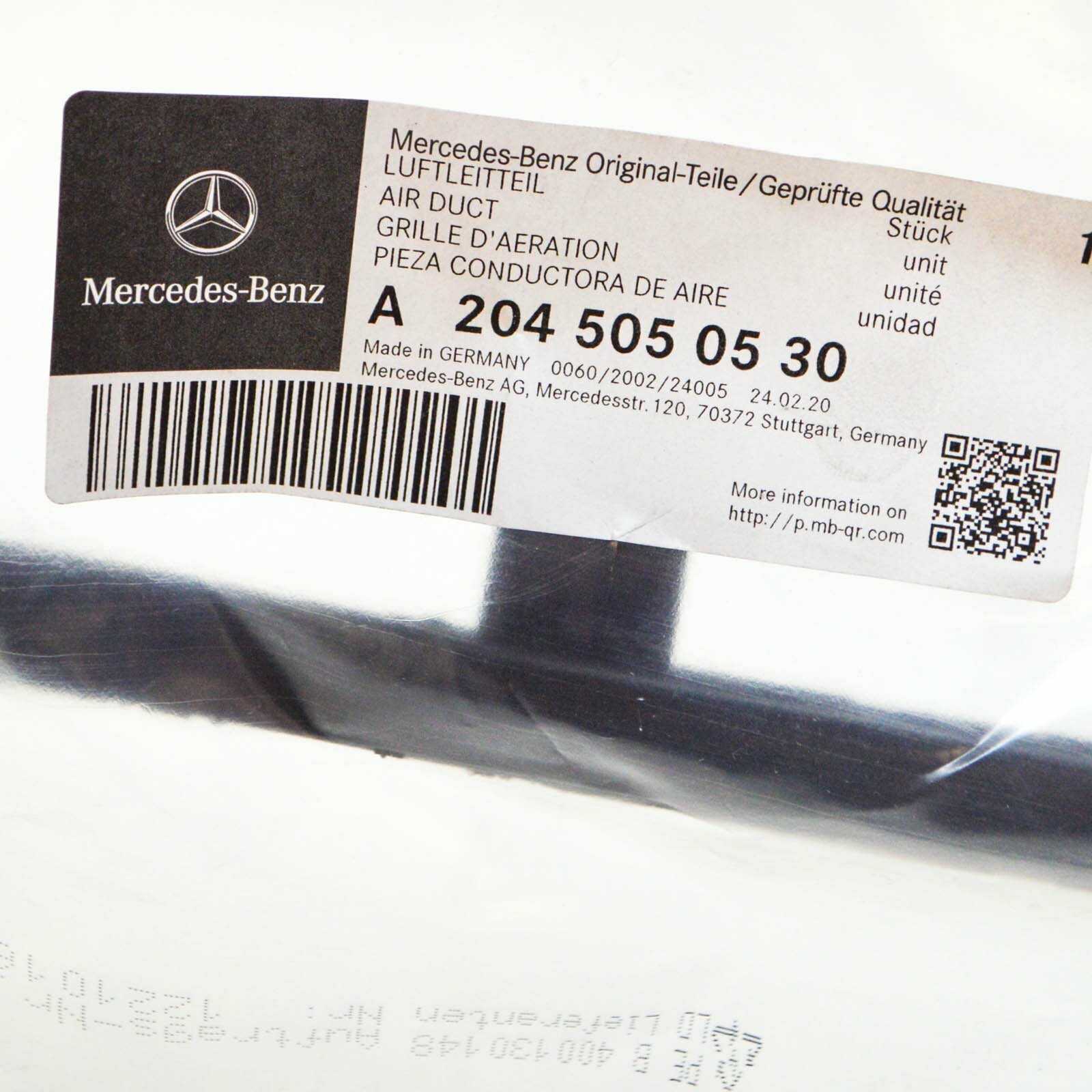 MERCEDES-BENZ C-CLASS W204 Upper Radiator Baffle A2045050530 New ...