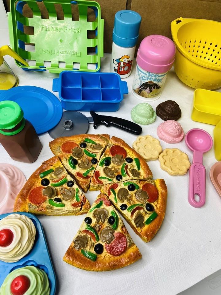 Vintage 80’s Huge Lot Fisher Price Pretend Food And Play Kitchen Items ...
