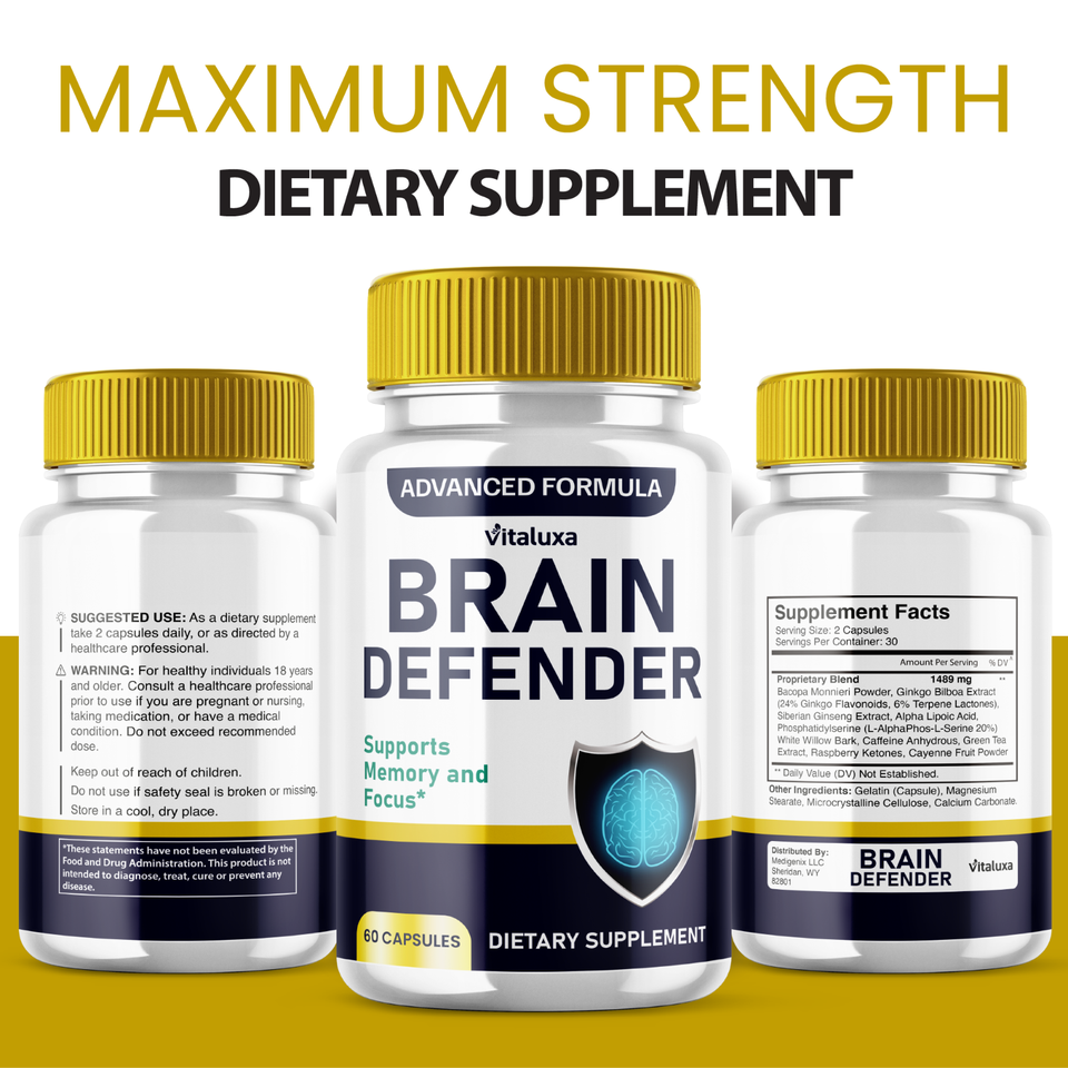 Brain Defender Memory Support Capsules, Advanced Cognitive Formula (60 ...
