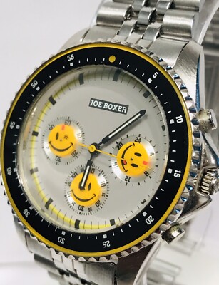 JOE BOXER 40mm Timex Chrono Gray/Yellow Happy Subdials LE#1140/2000 ...