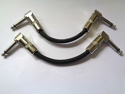 2 X 18cm HAND BUILT STUDIO QUALITY RIGHT ANGLE PATCH LEADS FOR GUITAR ...