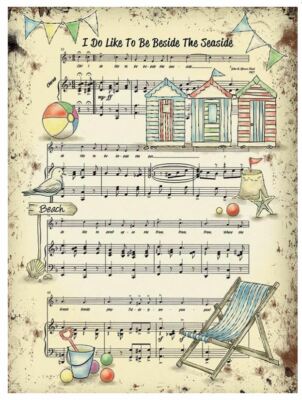 Essere Beside The Vicino Al Mare Illustrato Foglio Musica Segno Del ...