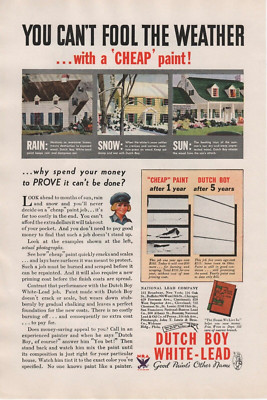 1934 Dutch Boy White Lead PaintVintage Color Print Ad Full Page Weather ...