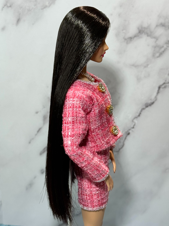 OOAK Custom Reroot Barbie doll, Long Dark Hair, Made to Move, Looks | eBay