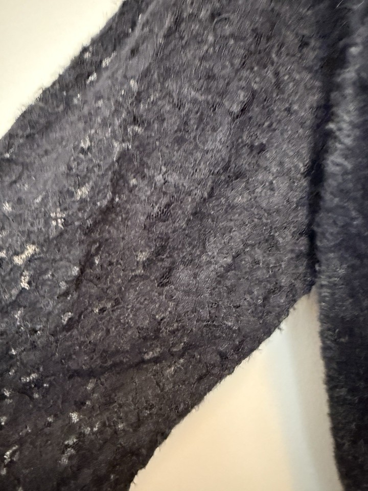 Anna Kay Teddy Sweater Lace Sleeves Women’s Size TU One Size Black NWT ...