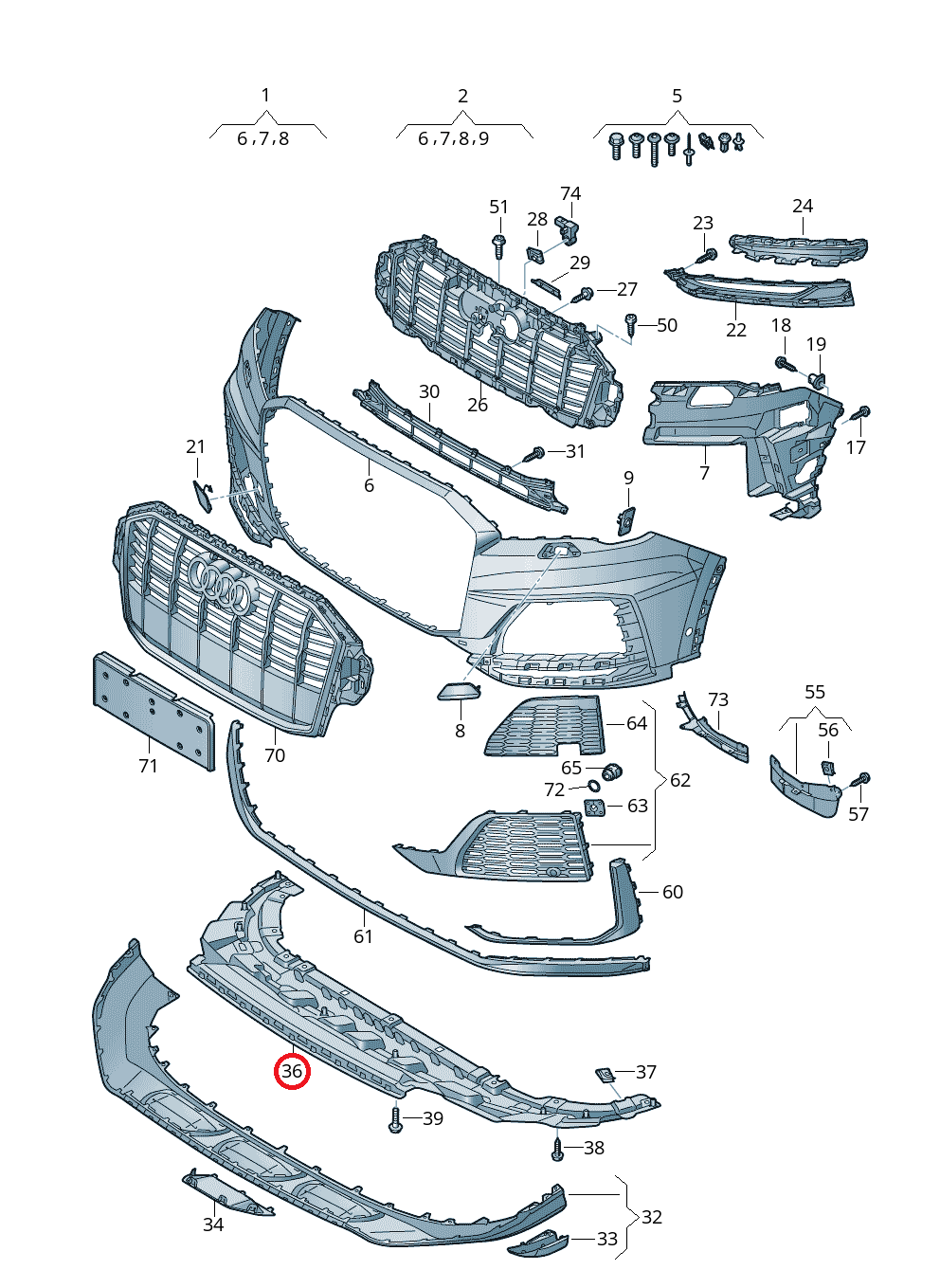 NEW GENUINE AUDI Q7 4M FRONT BUMPER LOWER RADIATOR CLOSING ELEMENT ...