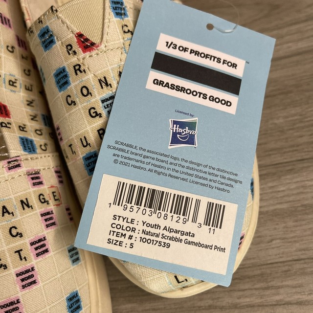 Toms Womens Alpargata Natural Scrabble Gameboard Print Faux Fur 9 for ...