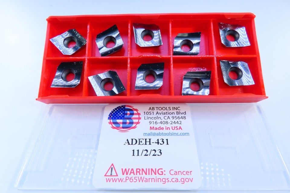 NEW BOX ( 10 ) A.B. TOOLS ADEH 431 CARBIDE INSERTS MILLING SHEAR HOG ...