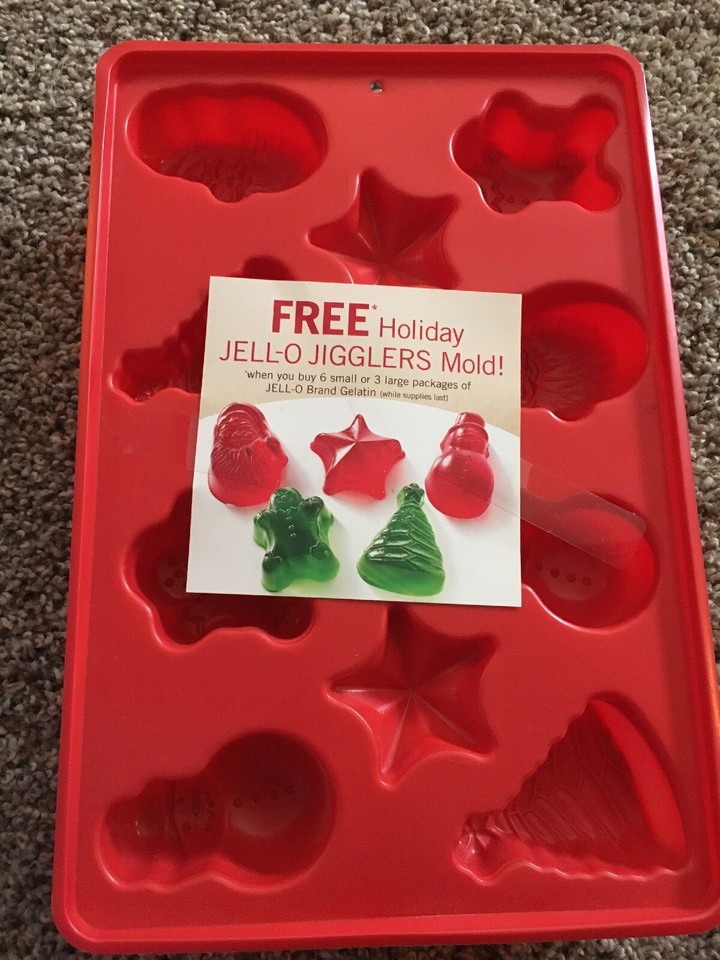 NEW Christmas Jello Jigglers HAPPY HOLIDAYS Red 10ct Mold w/Recipe Card ...