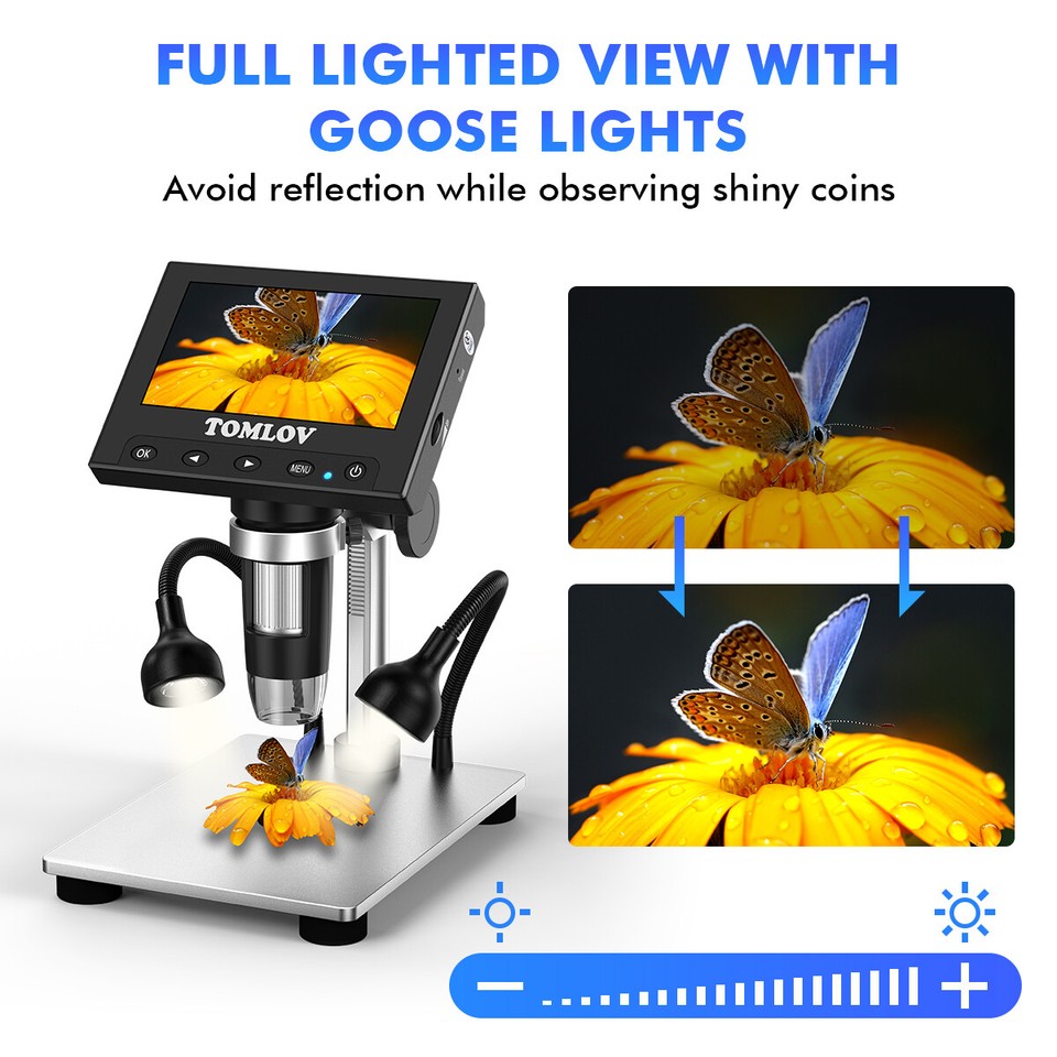 TOMLOV 1000X Digital Microscope 4.3" Coin Microscope Camera Soldering ...