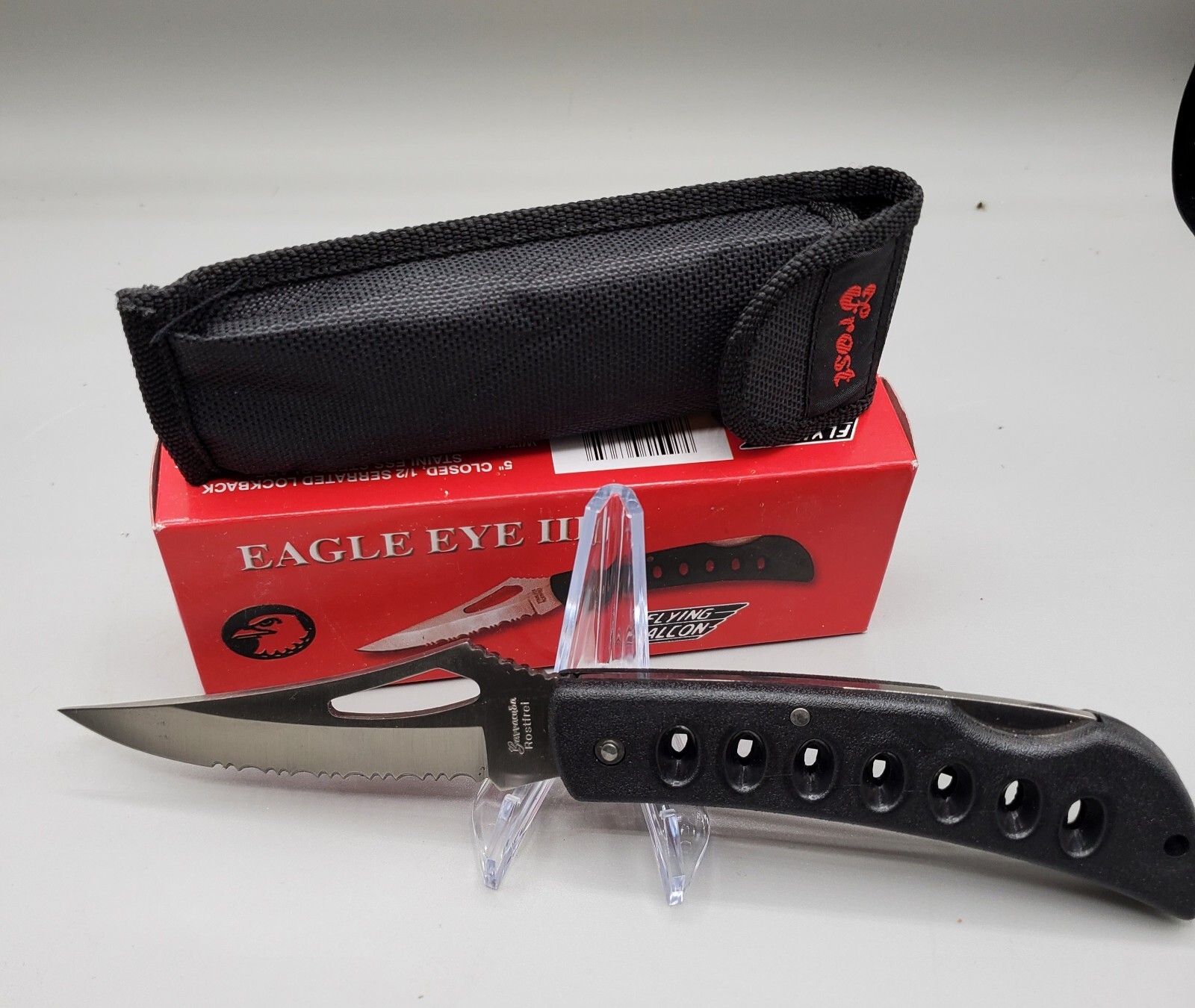 Eagle Eye Frost Cutlery Flying Falcon Knife 5" Closed 1/2 Serrated ...