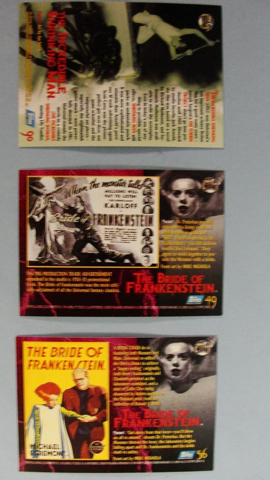 UNIVERSAL MONSTERS TOPPS ILLUSTRATED TRADING CARDS 18 CARDS & 3 ...