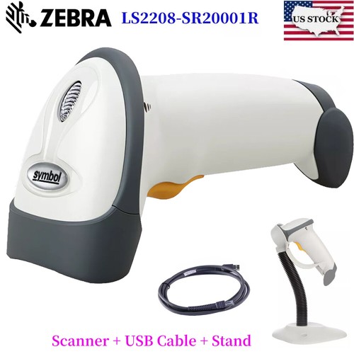 Zebra Symbol LS2208-SR20001R-NA Handheld Barcode Scanner & Stand &USB ...