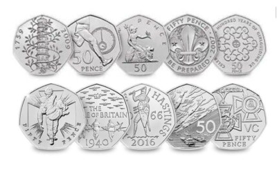 2019 Royal Mint Culture & Military 50p Coins 50 Years Fifty Pence Kew ...