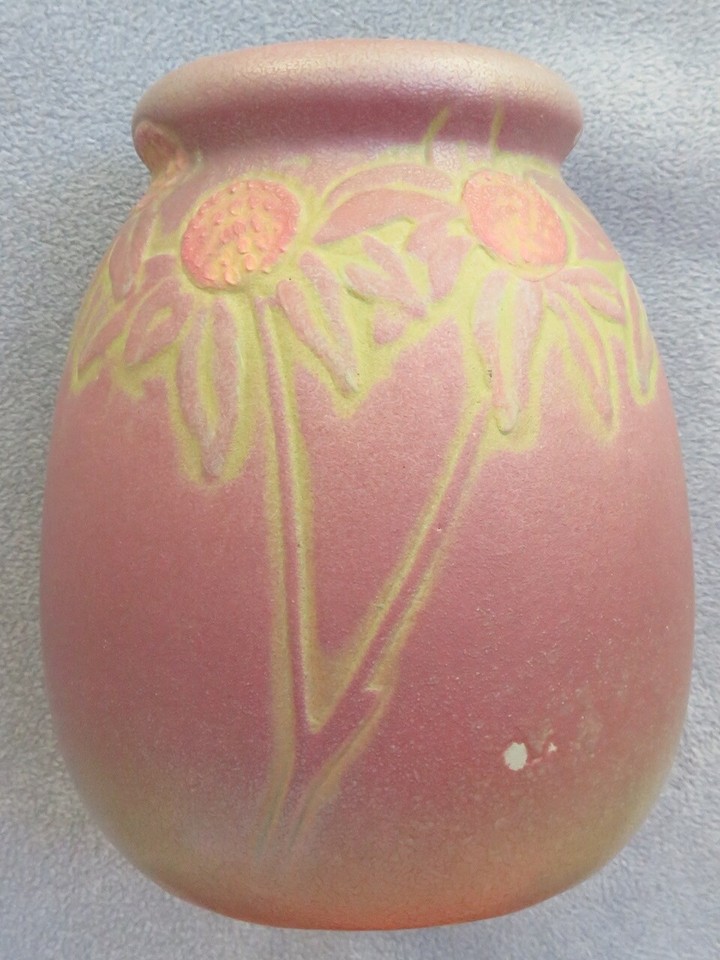 Weller Purple and lime green vase with Coneflowers | eBay