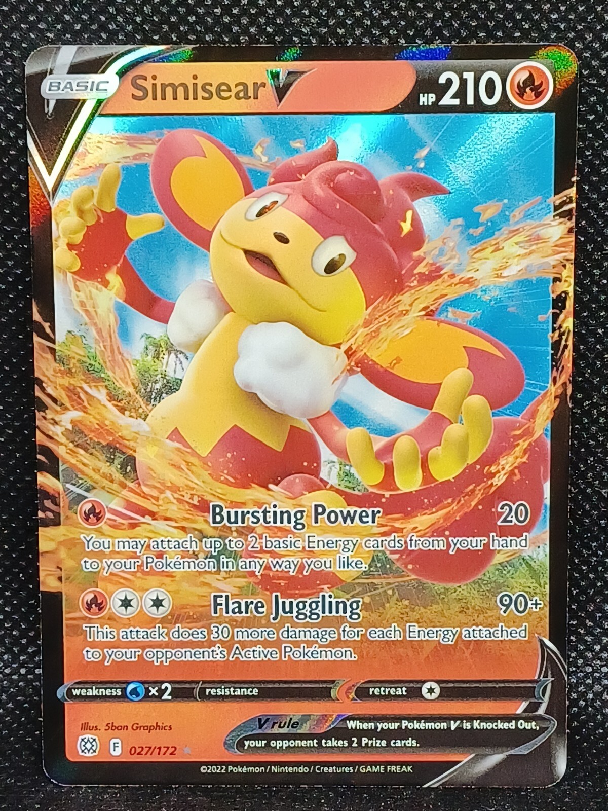 Simisear V -- Ultra Rare Pokemon Card -- Brilliant Stars 027/172 -- NM ...