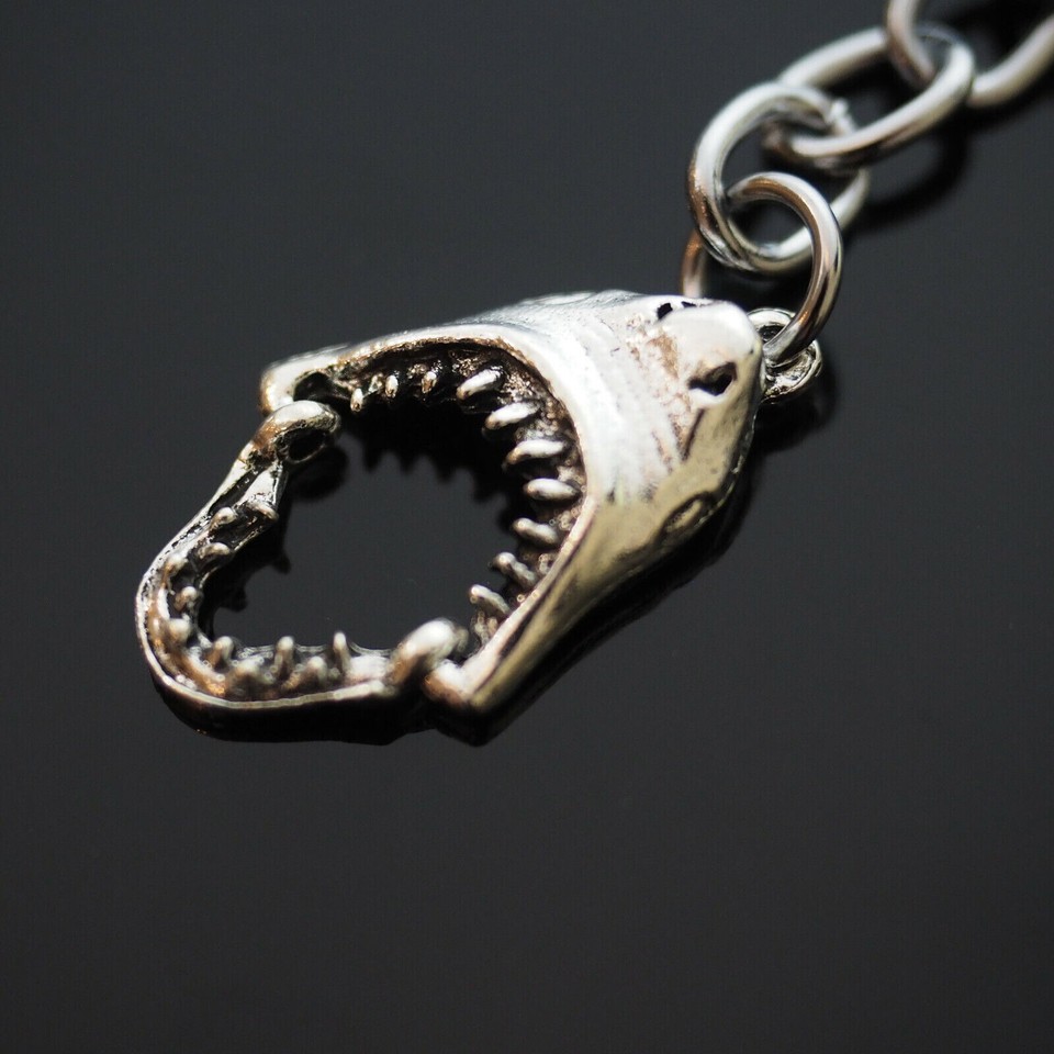 Shark Key Chain JAWS OPENS & CLOSES! Tibet Silver Great White Shark NEW ...