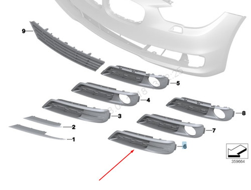 NEW BMW 5 GT F07 FRONT RIGHT PARTLY CLOSED GRILLE 51117331676 2015 OEM ...