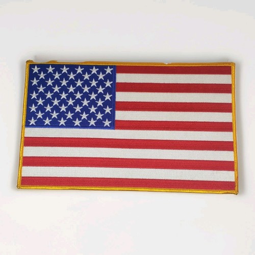 Large 10x6" American Flag Standard Gold Border Embroidered Biker Patch | eBay