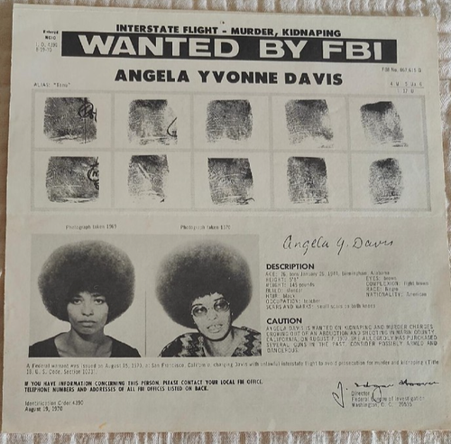 ANGELA "TAMU" DAVIS FBI WANTED POSTER 1970 (SMALL) | eBay