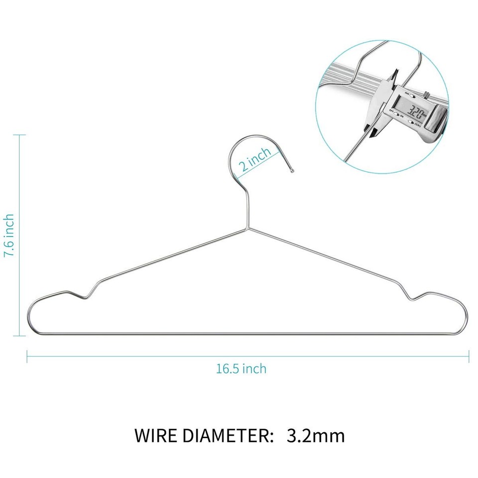 Wire Hangers, Clothes Hangers 50 Pack Heavy Duty Stainless Steel Metal ...