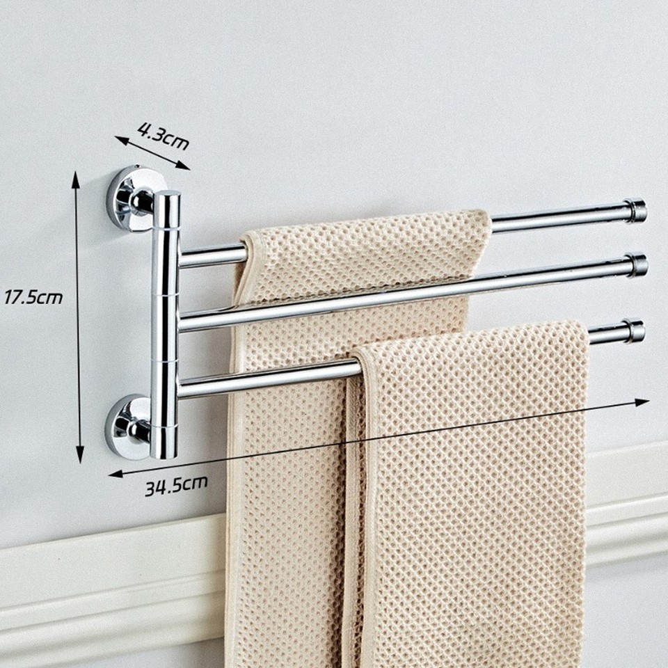 Stainless Steel Three Rod Rotating Towel Rack for Bathroom Convenience ...