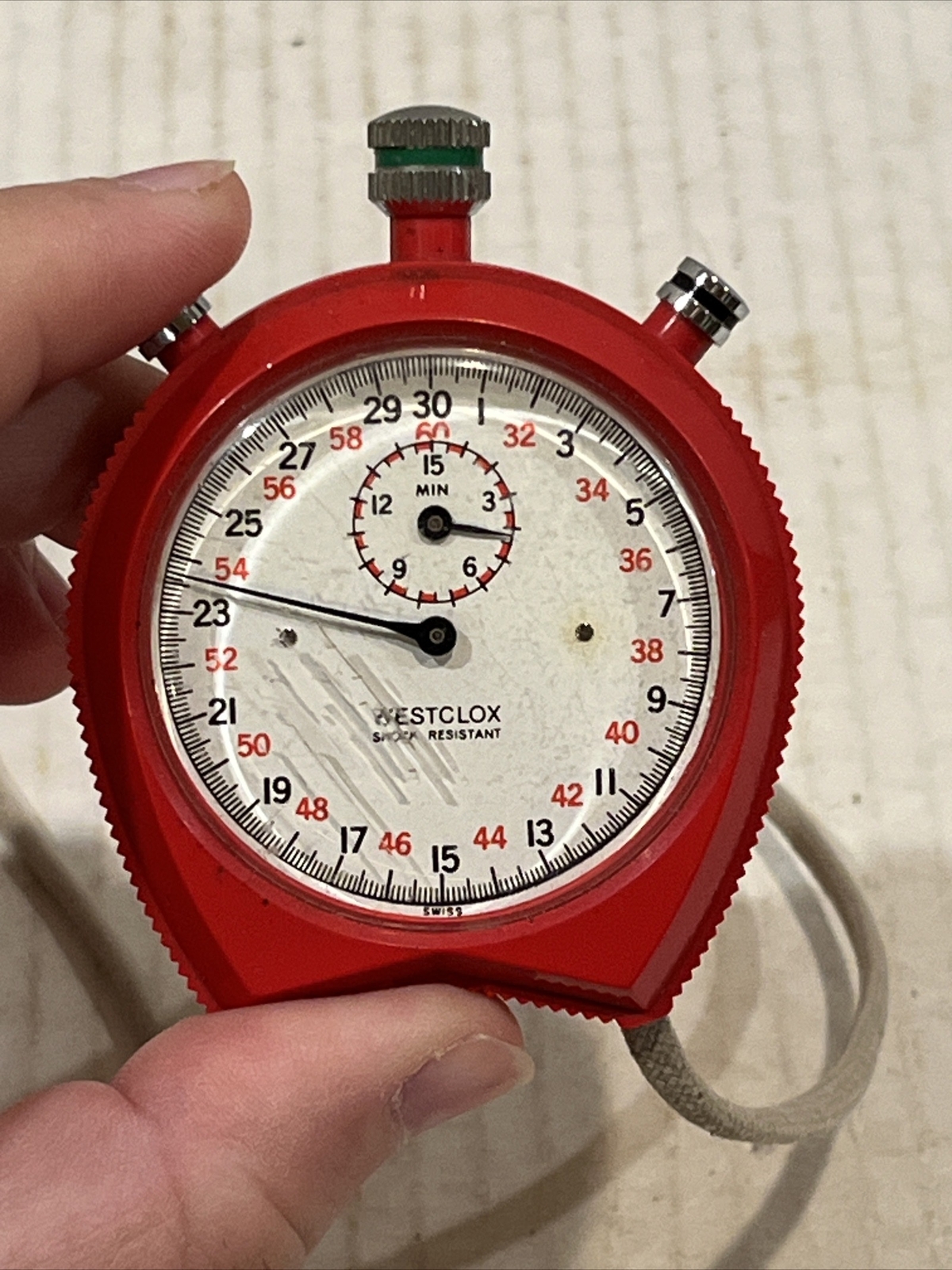 Vintage Westclox Red Stopwatch Plastic Works! | eBay