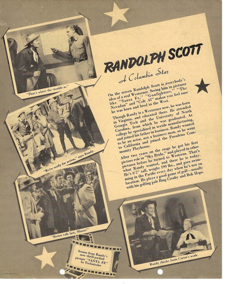 Dixie Cup Ice Cream – RANDOLPH SCOTT 8”x10” color photo (1951) Columba ...