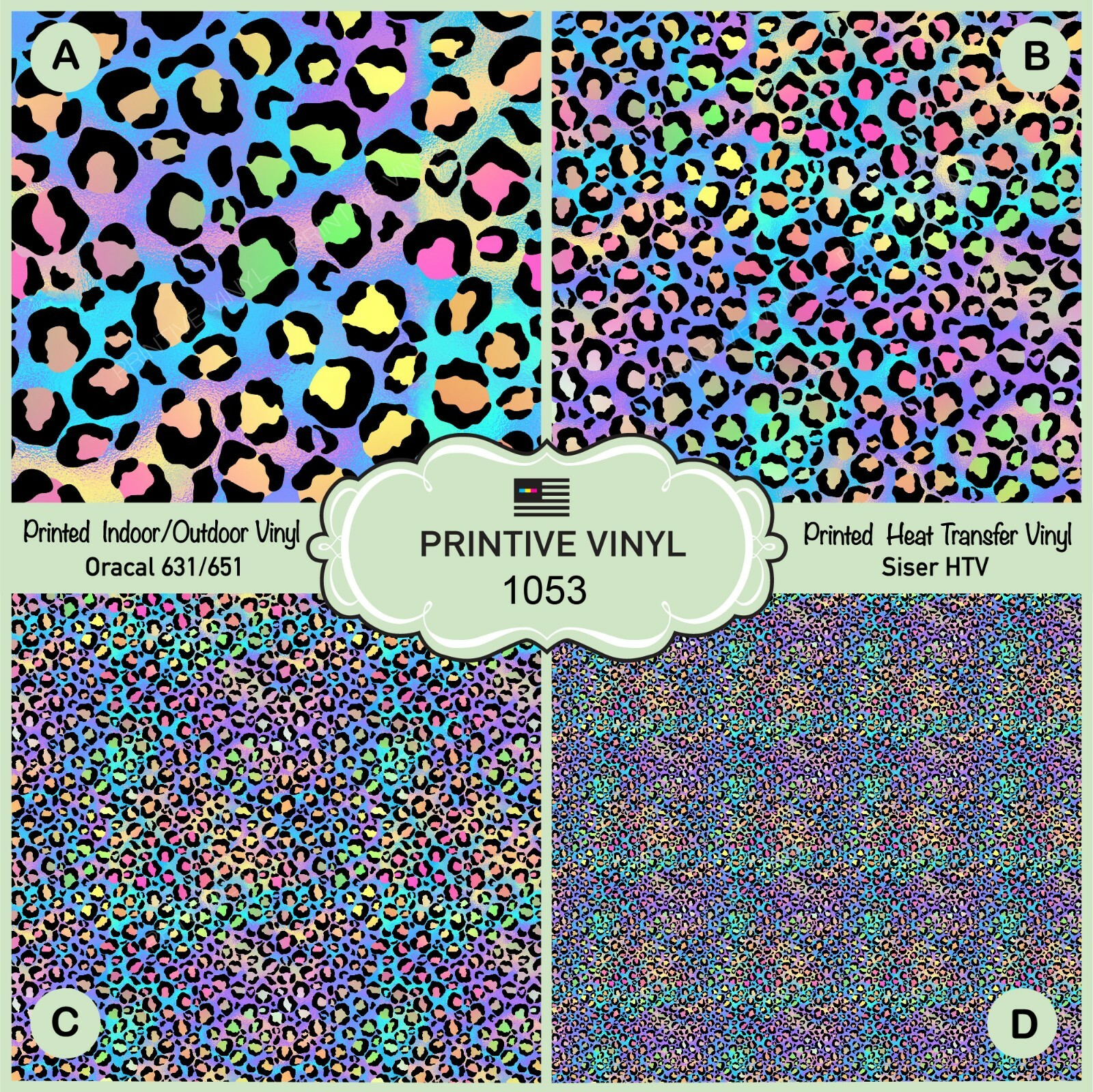 Gradient Leopard Patterned HTV, Iron on Printed HTV, Adhesive Vinyl ...