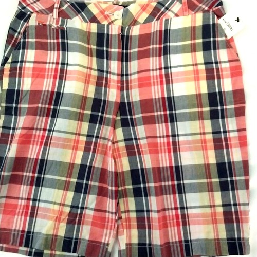 TALBOT PERFECT SHORT BERMUDA Navy & Orange Plaid FLORIDA WOMENS SZ 10 ...