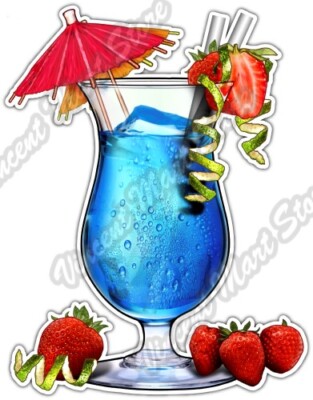 Tropical Drink Alcohol Cocktail Tiki Bar Car Bumper Vinyl Sticker Decal ...