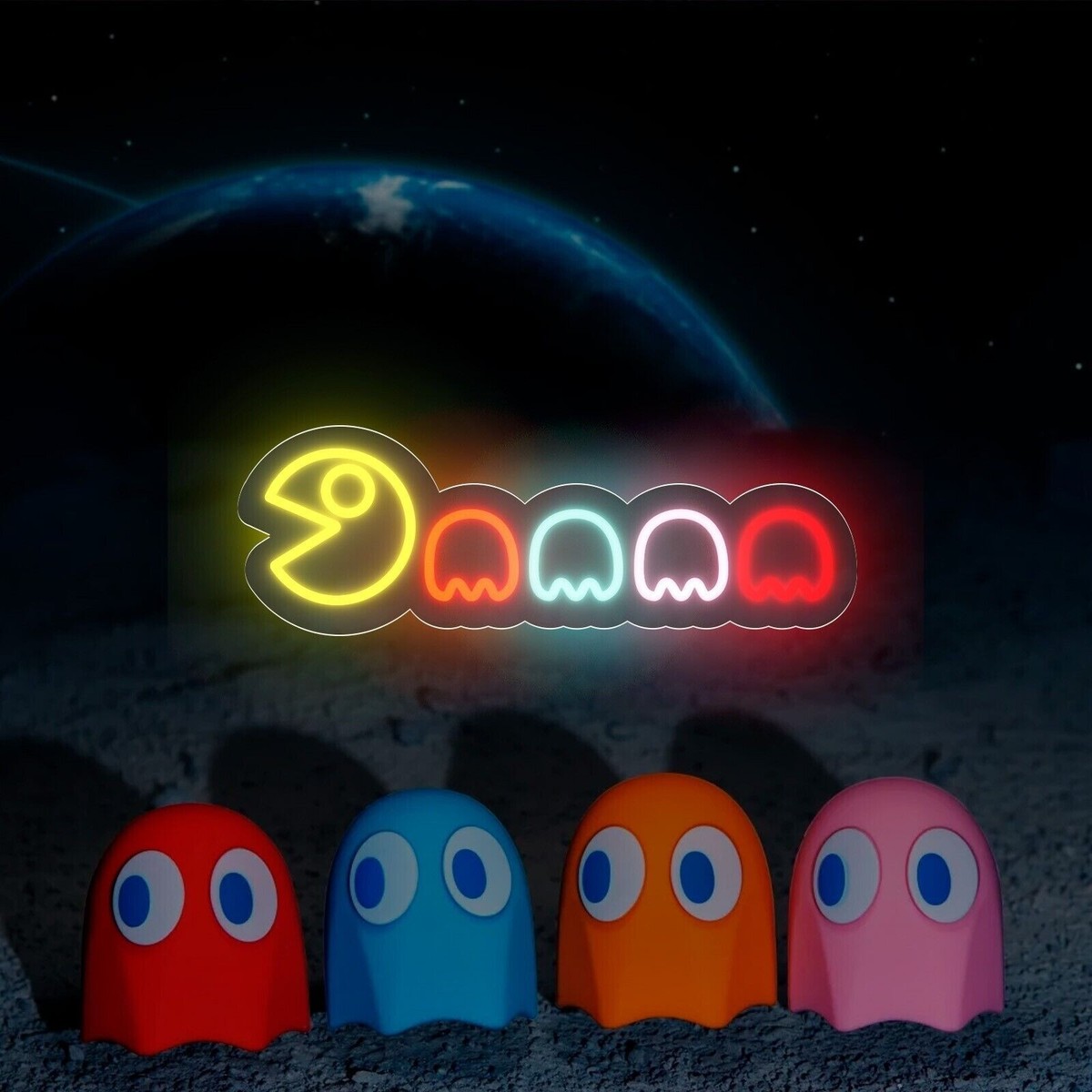 Pacman Ghost Neon Wallpaper