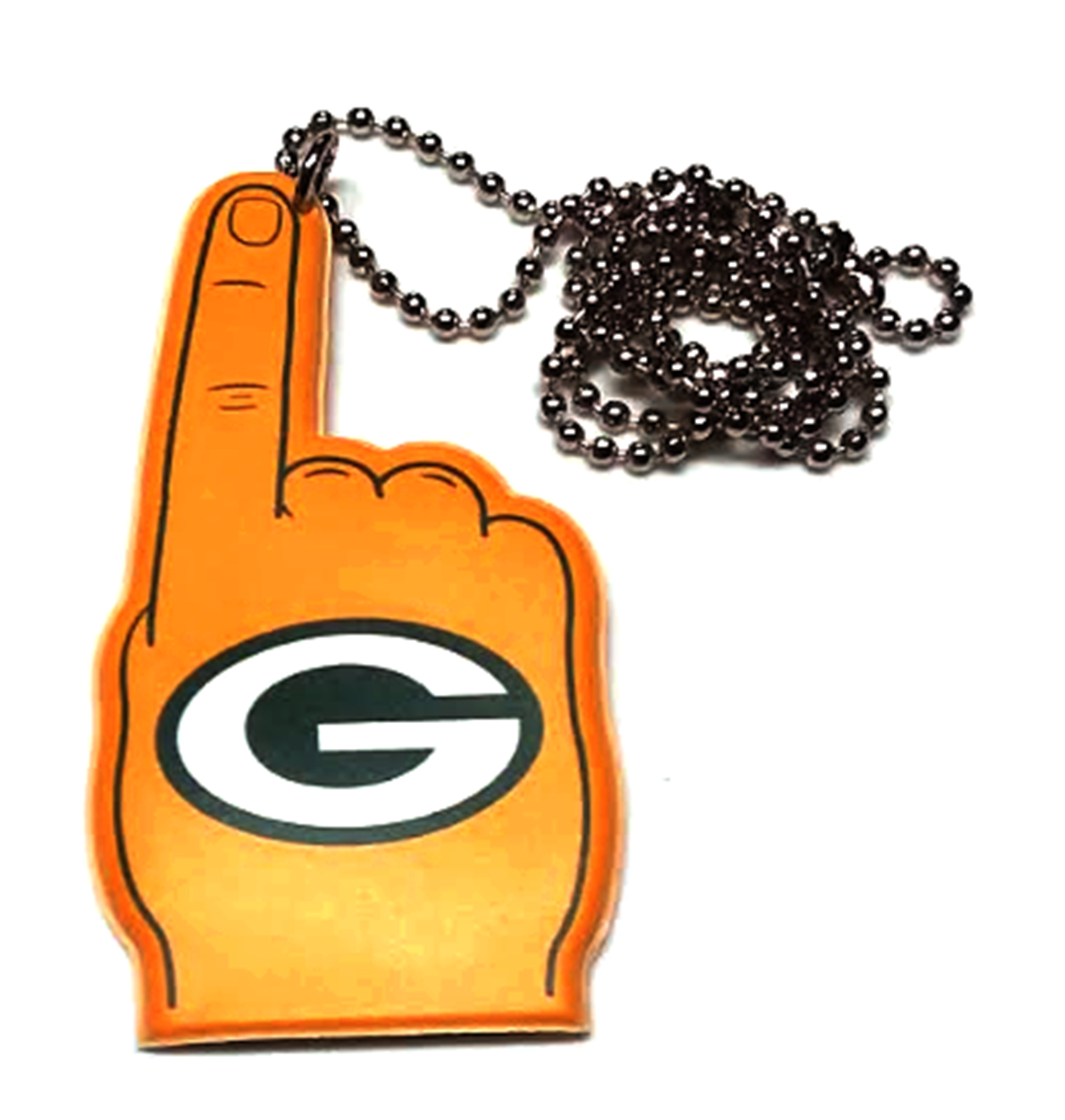 GREEN BAY PACKERS NFL PENDANT WERE #1 FINGER 21" CHAIN FOAM-LINED VINYL ...
