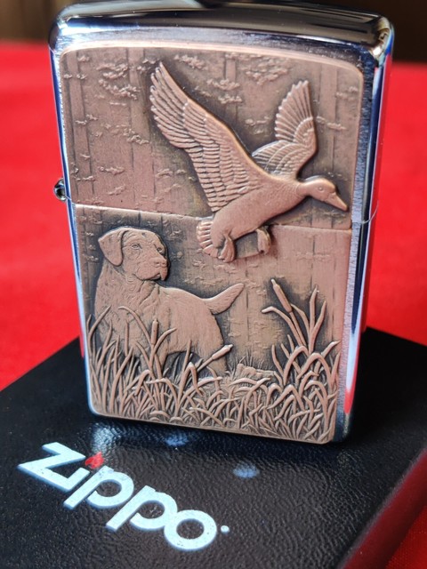 Zippo lighter COPPER BIRD DOG Duck 2004 in original labeled box *Rare ...