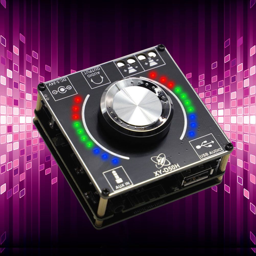 XY-D50H Audio Amplifier Board with Colorful Running Lights for Home DIY ...