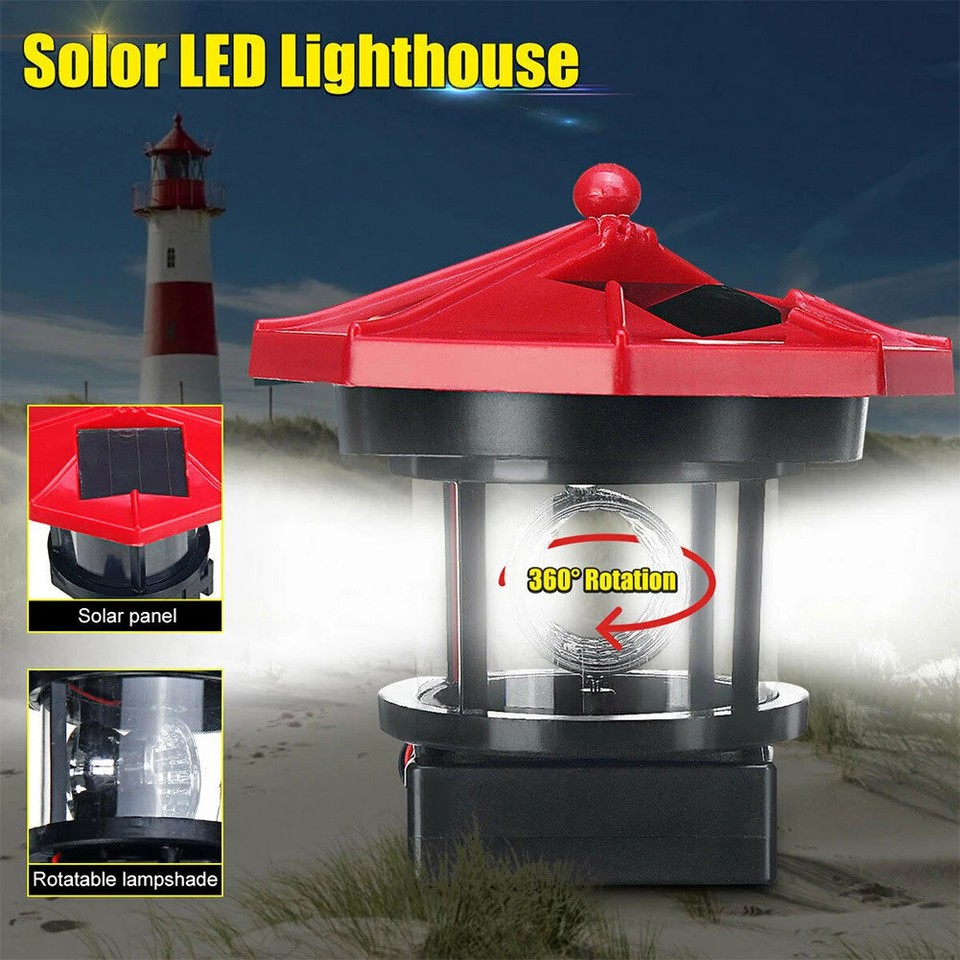 Lighthouse Led Light Fence Lamp Solar Panel Pipe Garden Street Solar ...